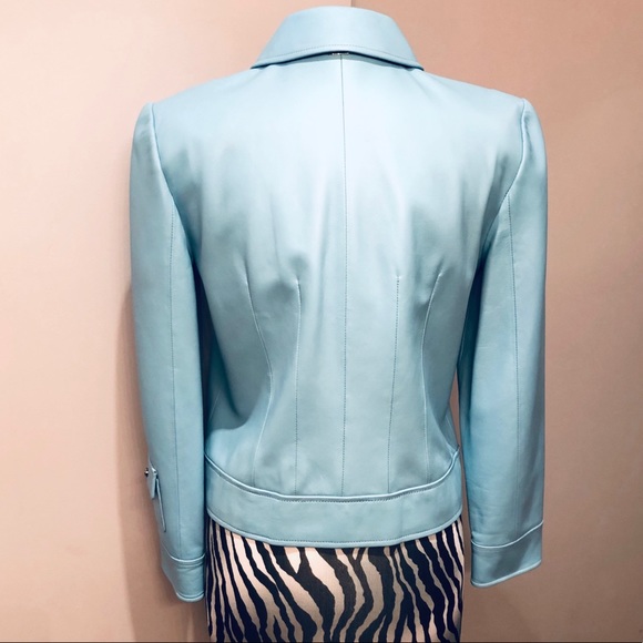 St. John | Jackets & Coats | Vintage St John Turquoise Leather Jacket ...